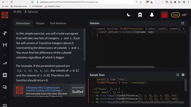 Codewars - Typescript - Difference of Volumes of Cuboids – смотреть онлайн видео от TypeScript и ...