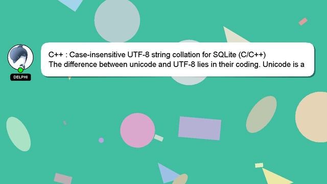 C++ : Case-insensitive UTF-8 string collation for SQLite (C/C++) – смотреть онлайн видео от ...
