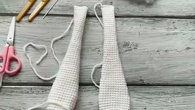 Вязание крючком - Зайка в стиле Тильда Часть √4 Ушки.