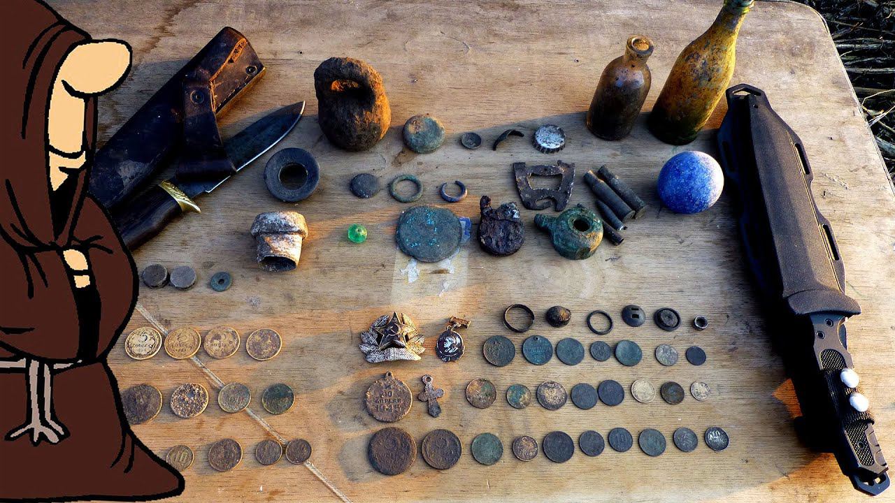 Находки на распаханном магазине 1920-30гг в заброшенной деревне. Коп с металлоискателем, тихая охота