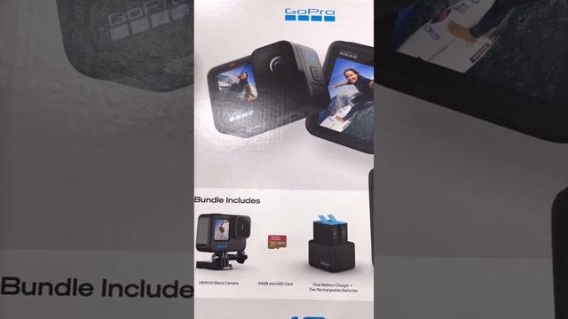 GoPro Hero10 Back Camera Bundle 64GB SD Card Dual Battery Charger 2 Rechargeable Batteries,