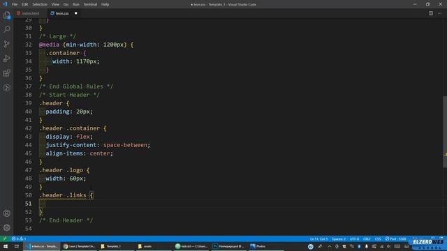 [Arabic] HTML & CSS Template One 2021 - #03 - Create Header And Links ...