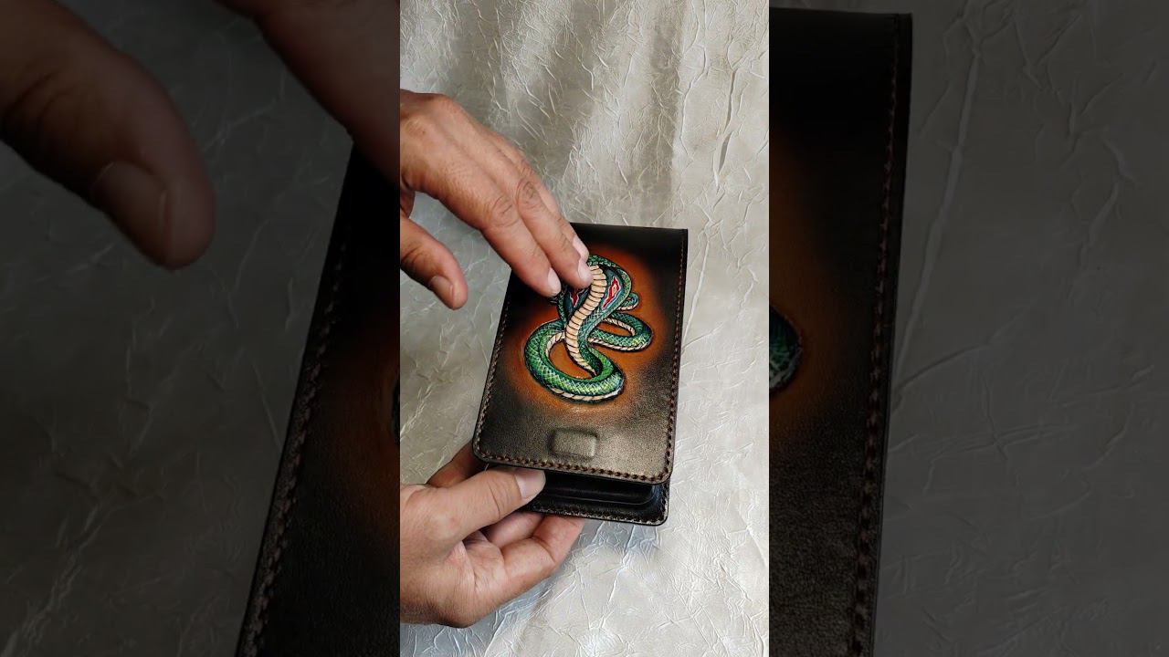 Чехол для смартфона с клапаном и креплением на ремень. Изделия из кожи. СКСтиль. Видео обзор: Кобра.