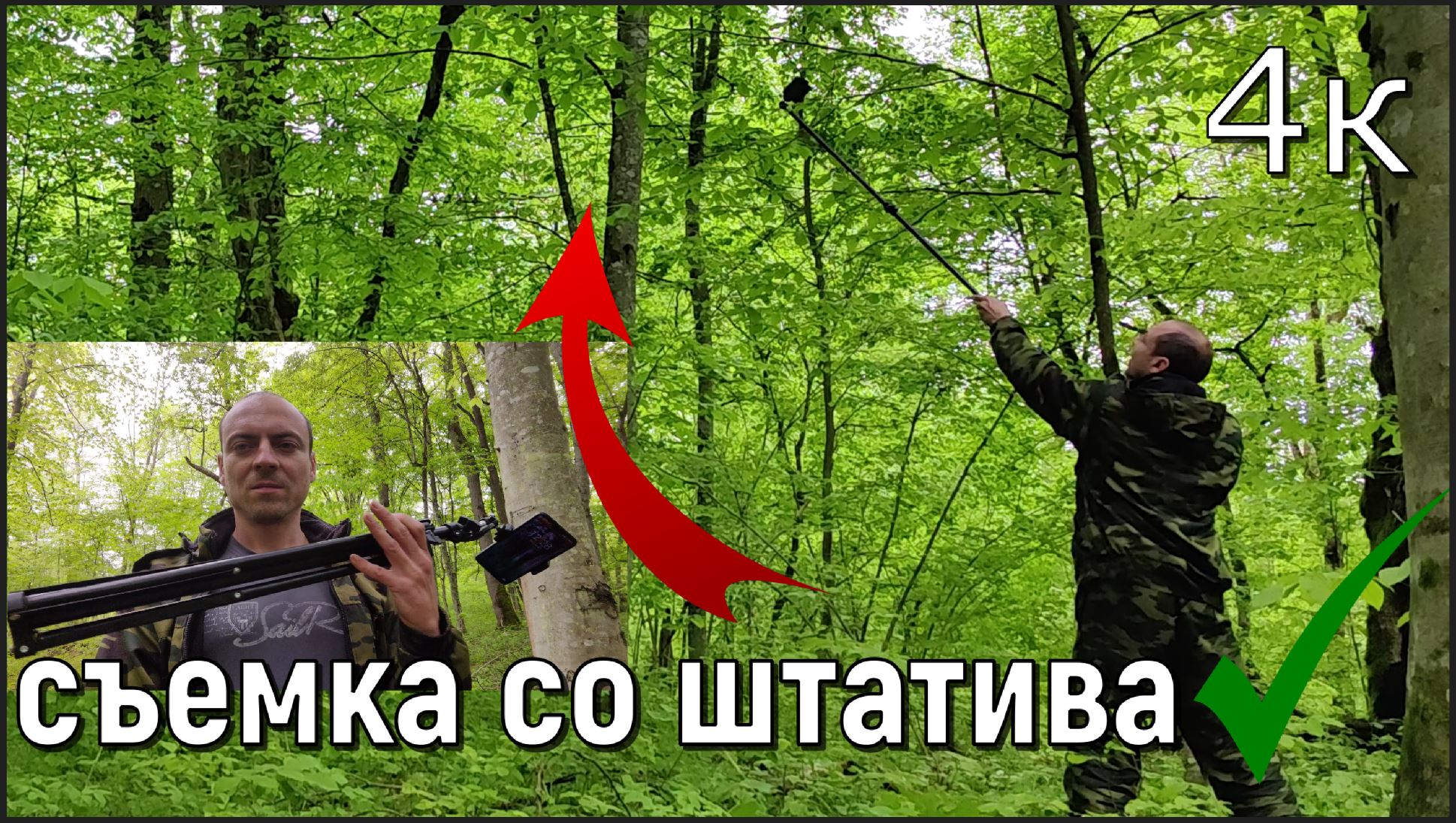 Снимаем видео зез квадрокоптера в лесу.