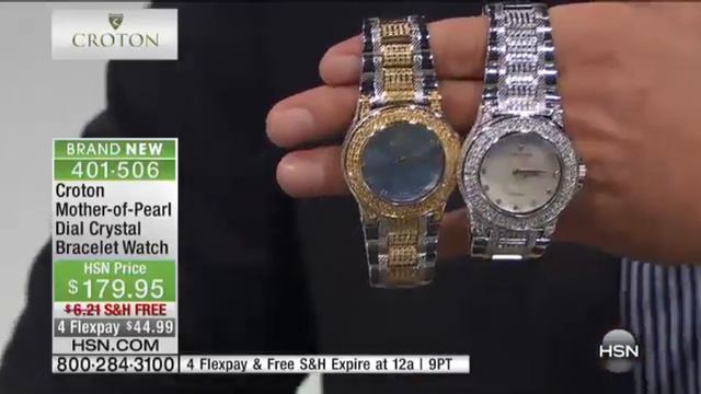 Croton MotherofPearl Dial Crystal Bracelet Watch - смотреть видео ...