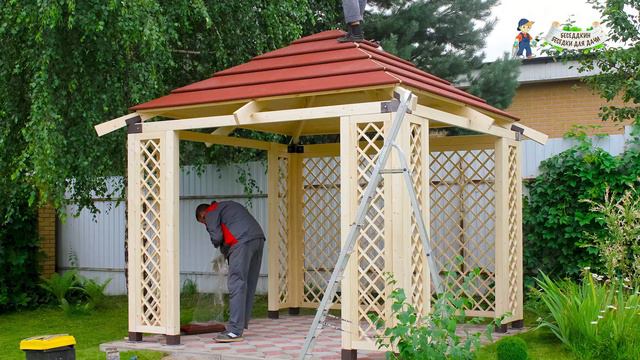 Беседка квадратная из дерева к065