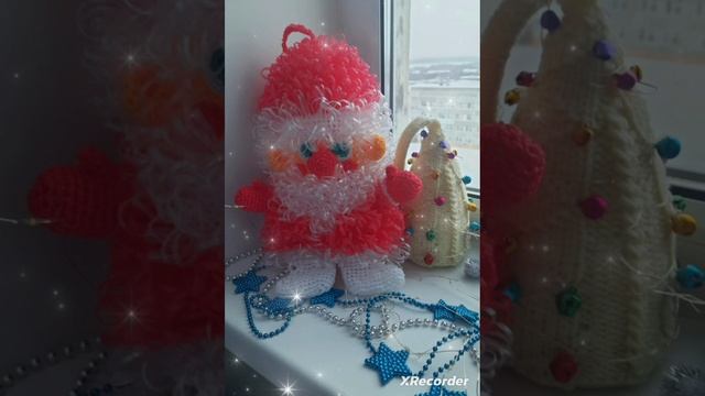 ❄️дед мороз мочалка #новыйгод #дедмороз #вязание #вязаниемочалок