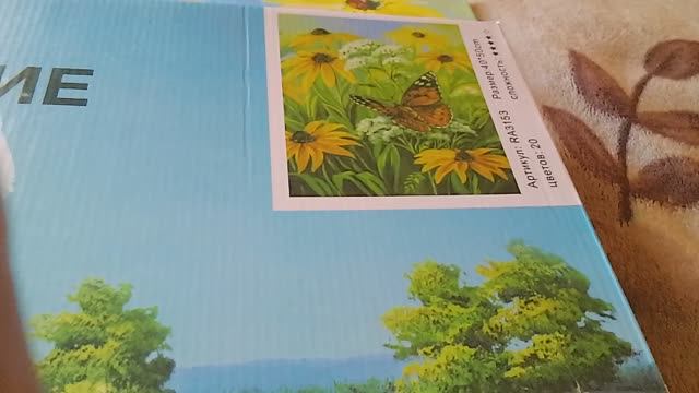 финиш проект картина по номерам " Цветы и бабочка"