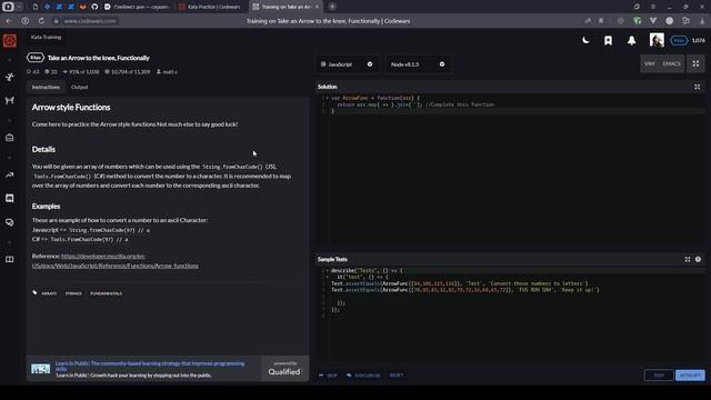 Задачки с Codewars - 8 kuy - Take an Arrow to the knee, Functionally