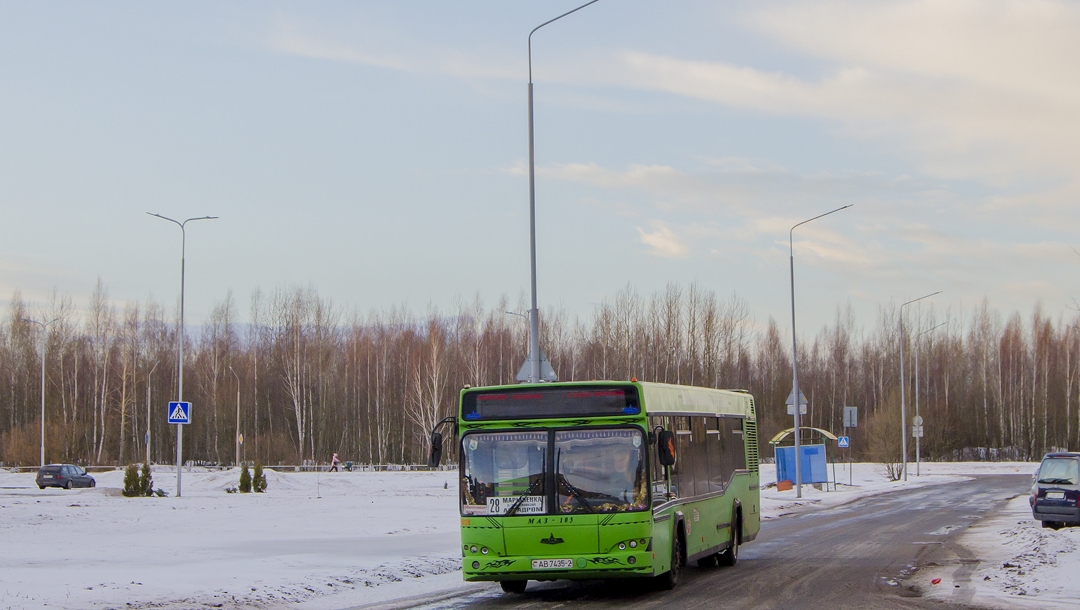 Автобус Полоцка МАЗ 103.465 АВ 7435-2 Маршрут №293 АВ Полоцк - Бараново