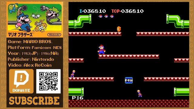 Mario Bros. - Денди (Famicom NES) - 7 мин геймплея - Без фильтров - Alex ReCoin