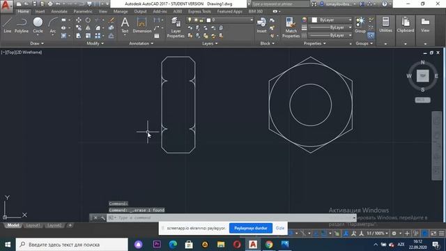 AutoCAD- Metrik Yiv (Qayka M20) | 3D | AutoCAD- Hex Nut M20 3D | Helix ...