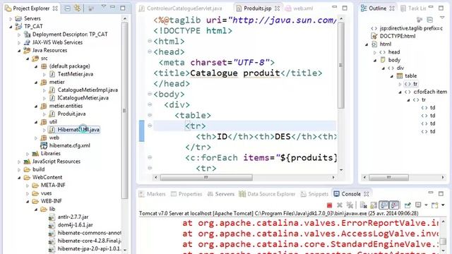 Tutorial J2EE | ORM Hibernate Servlet JSP JSTL | MVC Tomcat Security Master SID FI GLSID ENSET ...