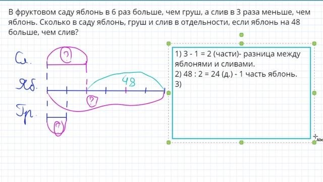 Решаем задачу «на части» про фруктовые деревья