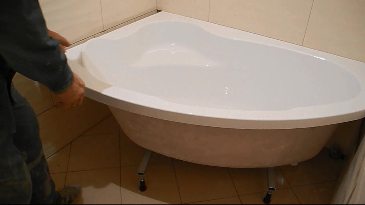 Монтаж угловой, акриловой ванны ч.2